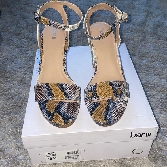 Bar III | Shoes | Snake Print Multicolor Sandal Heels | Poshmark